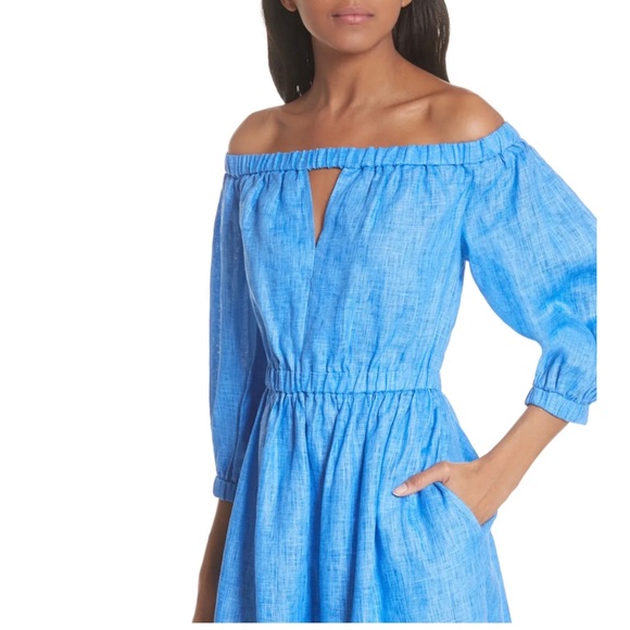 Milly | Dresses | Milly Amanda Off The Shoulder Italian Linen Dress ...